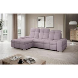 Ecksofa Schlafsofa Sofa tempe mini in Stoff Element Rosa Ottomane Links