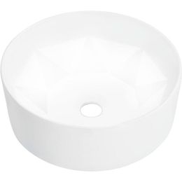 Waschbecken, Aufsatzwaschbecken, Waschschale,Waschtisch Spülbecken Premium 36 x 14 cm Keramik Weiß JSHD491736 MAISONCHIC