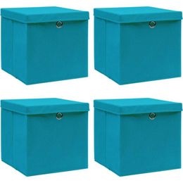 Prolenta Premium - Aufbewahrungsboxen mit Deckeln 4 Stk. Babyblau - Blau