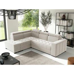 Ecksofa Schlafsofa Sofa cesena Stoff Salvador Beige Ottomane Links