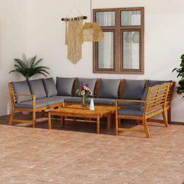 9-tlg. Garten-Lounge-Set, Gartenmöbel, Sitzgruppe Gartenset mit Auflagen Massivholz Akazie LLOAQ877576 MAISONCHIC