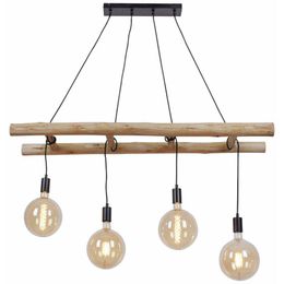 Leuchten Direkt JustLight 4er Pendelleuchte Edgar schwarz-holz 120 x 30 cm E27 60 w Pendelleuchte