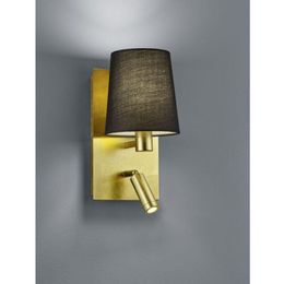 Moderne goldfarbene Wandlampe mit schwarzem Lampenschirm und Spot-LED-Marriot-Trio-Beleuchtung