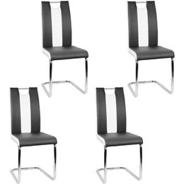 4er-set Esszimmerstühle Set Freischwinger Stühle Schwingstuhl Hochlehner Esszimmer Kunstleder [Schwarz und weiß]