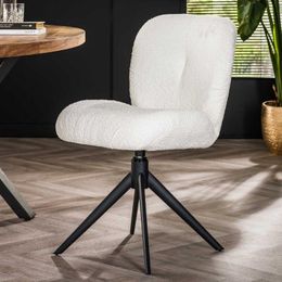 Stuhl Halvar in Weiß aus Boucle 840x480x600mm drehbar - Weiß - Ringo-living