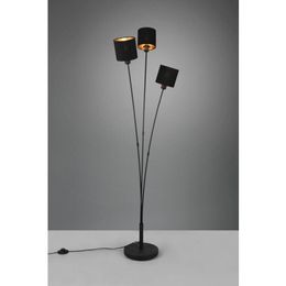 Tommy Stehlampe 3 Lampenschirme aus schwarzem und goldenem Stoff Trio-Beleuchtung
