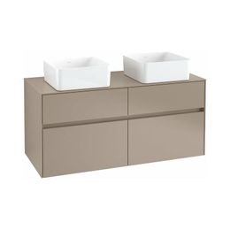 Villeroy & Boch Collaro Waschbeckenunterschrank 1200x548x500 mm, 4 Auszüge , für 2 Waschbecken, C04400, Farbe: Front/Korpus: Soft Grey, Griff: Soft Grey - C04400VK