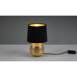 Sophia Nachttischlampe aus goldfarbener Keramik mit Lampenschirm aus schwarzem Samt, Trio-Beleuchtung