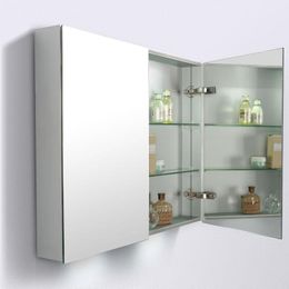 Bernstein Aluminium-Spiegelschrank G900 2-türig - innen und außen Spiegel - 90 x 70 x 13 cm