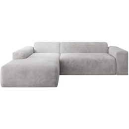 Sofa Vals Links mit peso Stoff - L-Form Couch für Wohnzimmer - Ecksofa modern, bequem, klein - Eckcouch Sitzer - Cordsofa Hellgrau - Juskys
