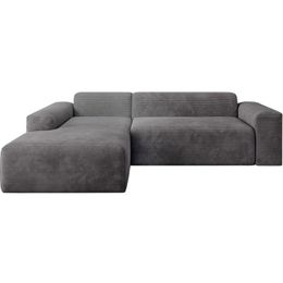 Sofa Vals Links mit peso Stoff - L-Form Couch für Wohnzimmer - Ecksofa modern, bequem, klein - Eckcouch Sitzer - Cordsofa Dunkelgrau - Juskys