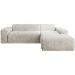 Sofa Vals Rechts mit peso Stoff - L-Form Couch für Wohnzimmer - Ecksofa modern, bequem, klein - Eckcouch Sitzer - Cordsofa Beige - Juskys