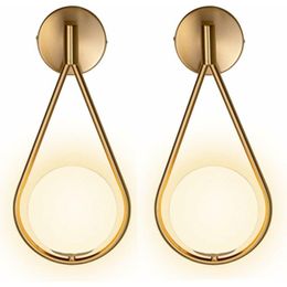 Hiasdfls - 2 runde goldene stücke vintage industrielle wandlampe einstellbare wandlampe golden sphärische glas metall tröpfchen wasser beleuchtung