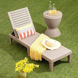 Sonnenliege mit Verstellbarer Rückenlehne, Gartenliege Terrassenliege, 180 kg Belastbar, für Garten Balkon Terrasse (Braun) - Goplus
