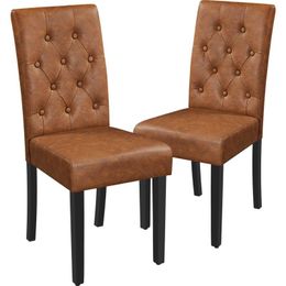 Yaheetech - Esszimmerstühle 2er Set Küchenstuhl Polsterstuhl mit hoher Rückenlehne, Beine aus Massivholz, gepolsterte Sitzfläche aus Kunstleder
