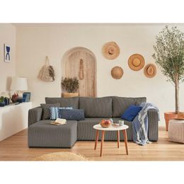 Topaze - 4-sitzer ecksofa beidseitig montierbar - schlaffunktion und bettkasten - cord - grau