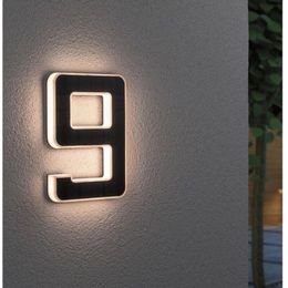 Paulmann LED Solar Hausnummer 9 in Schwarz 0,2W 6lm IP44 - black