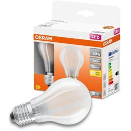 Osram LED Lampe ersetzt 60W E27 Birne - A60 in Weiß 6,5W 806lm 2700K 2er Pack - white
