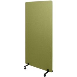 Akustik-Trennwand HHG-957, Büro-Sichtschutz Raumteiler Pinnwand, doppelwandig rollbar Stoff/Textil 167x80cm grün - green