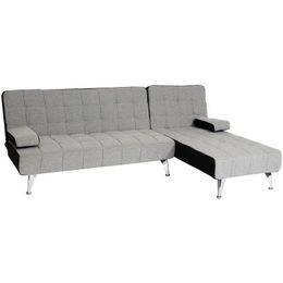 Schlafsofa HHG 729, Couch Ecksofa Sofa, Liegefläche links/rechts Schlaffunktion 236cm Stoff/Textil hellgrau, schwarz - grey
