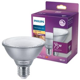 Philips - led Lampe ersetzt 75W, E27 Reflektor PAR30S, warmweiß, 740 Lumen, dimmbar, 1er Pack - grey