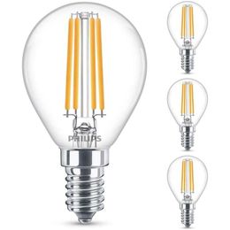 Led Lampe ersetzt 60W, E14 Tropfenform P45, klar, warmweiß, 806 Lumen, nicht dimmbar, 4er Pack - transparent - Philips