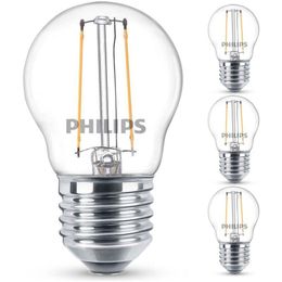 Led Lampe ersetzt 25W, E27 Tropfenform P45, klar, warmweiß, 250 Lumen, nicht dimmbar, 4er Pack - transparent - Philips