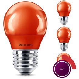 Philips - led Lampe, E27 Tropfenform P45, rot, nicht dimmbar, 4er Pack [Energieklasse c] - red