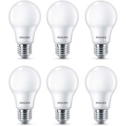 Led Lampe ersetzt 60W, E27 Standardform A60, weiß, warmweiß, 806 Lumen, nicht dimmbar, 6er Pack - white - Philips