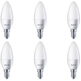 Philips - led Lampe ersetzt 40 w, E14 Kerzenform B35, weiß, warmweiß, 470 Lumen, nicht dimmbar, 6er Pack - white