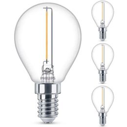 Philips - led Lampe ersetzt 15W, E14 Tropfen P45, klar, warmweiß, 136 Lumen, nicht dimmbar, 4er Pack - transparent