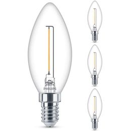 Philips LED Lampe ersetzt 15W, E14 Kerze B35, klar, warmweiß, 136 Lumen, nicht dimmbar, 4er Pack - transparent