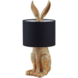 LINDBY - Lorentina Stoff-Tischlampe, Hase, gold - Schwarz, gold