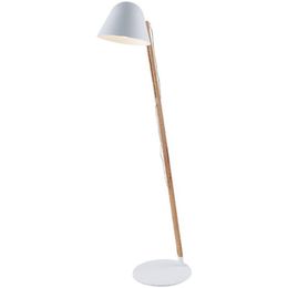 LINDBY - Tetja Stehlampe mit Holzstange, weiß - weiß, holz hell