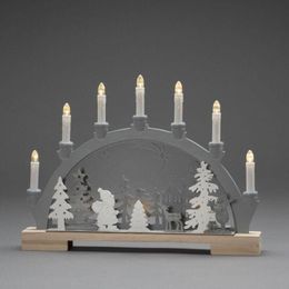 Led Holz Lichtbogen Weihnachtsmann in Weiß und Grau - white - Konstsmide