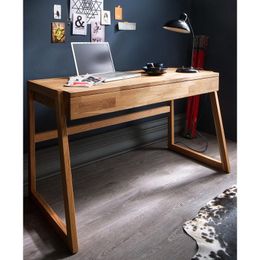 Lomadox Massivholz Schreibtisch mit Auszug Eiche CUENCA-137 - braun