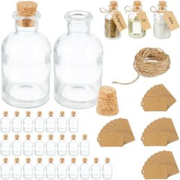 Dekogläser 30er Set, Glasflaschen mit Korken, 60 ml, zum Befüllen mit Deko, Gewürzgläser, transparent/natur - Relaxdays
