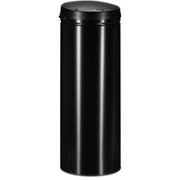 Mülleimer 50 l, mit Sensor, automatischer Deckel, aus Stahl, 80 cm hoch, 30 cm Durchmesser, schwarz - Relaxdays