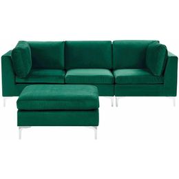 Beliani Sofa mit Ottomane Grün Polsterbezug aus Samtstoff 3-Sitzer Modulsofa mit Metallgestell Wohnzimmermöbel Wohnzimmer Salon Wohnecke Sitzecke - Grün