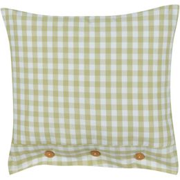 Beliani - Dekokissen Olivgrün / Weiß Karomuster 45 x 45 cm Quadratisch mit Knöpfen für Wohnzimmer Schlafzimmer Sofa Sessel Bett - Grün