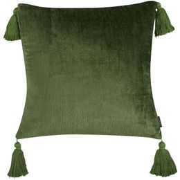 Beliani - Dekokissen Grün Samt Einfarbig Quadratisch 45 x 45 cm Bezug mit Füllung Quasten Modern Luxuriös Sofakissen Zierkissen Wohnzimmer