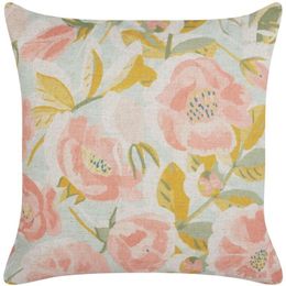 Beliani - Dekokissen Rosa u. Blau Blumenmuster 45 x 45 cm Quadratisch Abnehmbarer Bezug für Wohnzimmer Schlafzimmer Sofa Sessel Bett