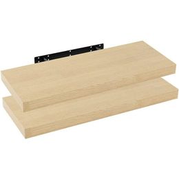 2er Set Wandregal Bücherregal Deko Wandablagen mdf Holz Hängeregal Gelb Eiche 80x22.9x3.8cm - Gelb Eiche - WOLTU