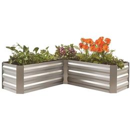 Spetebo - Eck-Hochbeet aus Metall - 120 x 45 cm - Pflanzen Beetumrandung für den Garten - Blumen Gemüse Kräuter Hoch Beet Pflanzkasten