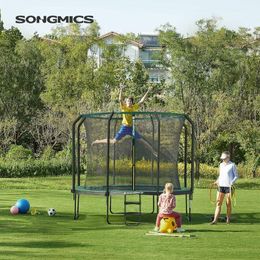 Songmics - Trampolin 366 cm, tüv Rheinland GS-Zertifikat, rundes Gartentrampolin mit Sicherheitsnetz und Leiter, gepolstertes Gestell, für Kinder und