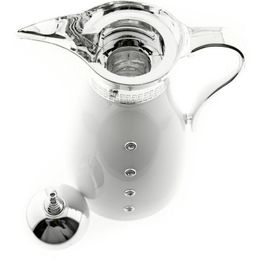 Zellerfeld Thermokanne 1L Isolierkanne Teekanne Thermosflasche Kaffeekanne Weiß/Silber