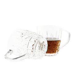 Almina - Lara 6er-Gläser Set mit Henkel Teeglas Kaffeeglas Transparent mit Design