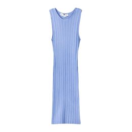 Bershka Knitted dress female Blue size XS