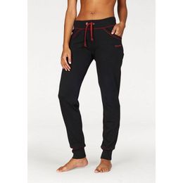 Bench. Loungewear Relaxhose mit kontrastfarbenen Nähten, Loungewear, rot|schwarz