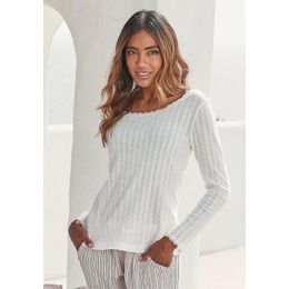 s.Oliver Pyjamaoberteil aus Ajour-Strick, beige